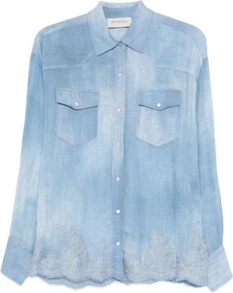 Ermanno Scervino Femme, Blouses et Chemises, Bleu, Taille: 40 FR Denim Viscose Shirt
