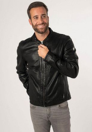 Mauritius Lederjacke MMNelsan mit Rei&szlig;verschluss, Rei&szlig;verschlusstaschen, Stehkragen