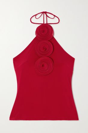 Magda Butrym Haut Dos Nu En Jersey Stretch À Appliqués - Rouge