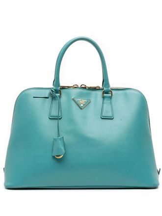 Prada grand sac à bandoulière Lux Promenade en cuir Saffiano (2000-2025) - Bleu