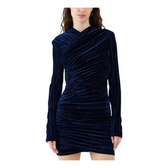 Sabina Mus&aacute;yev Kurzes Samtkleid mit langen &Auml;rmeln - - Dresses - Damen - Blau - S