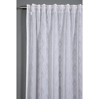 Gardinia Vorhang mit verdeckten Schlaufen und Gardinenband, Lichtdurchlässig, Transparent, Gardine mit Ausbrenner Grafik, Weiß, 140 x 245 cm