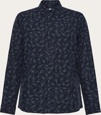 Knowledge Cotton Apparel Herren vegan Hemd Sos Bedruckt Blau