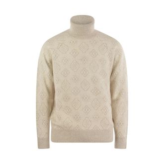 Brunello Cucinelli Homme, Pulls, Blanc, Taille: L Roll Neck Turtleneck