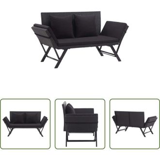 vidaXL vidaXL Auflagen - Gartenbank mit Auflagen 176 cm Schwarz Poly Rattan