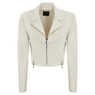 Pinko Wei&szlig;e Crepe Jacke mit Rei&szlig;verschluss - - Jackets - Damen - Wei&szlig; - S
