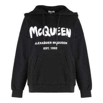 Alexander McQueen Logo Baumwoll-Hoodie - - Sweatshirts & Hoodies - Damen - Schwarzk - XS