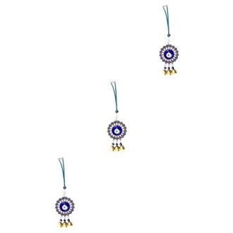 Garneck 3 Pi&egrave;ces Ornements de Cloche d&eacute;coration dint&eacute;rieur Decoration Mural Ornement Bleu Mauvais oeil Accessoires de Suspension de r&eacute;troviseur d&eacute;cor Oeil Ble