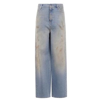 Golden Goose Klare Blaue Distressed Jeans mit Silberverzierungen - - Jeans - Damen - Blau - W27