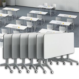 Generic Klappbarer Konferenztisch, 6er-Set Mobile Schulungstische, rechteckiges modulares Design f&uuml;r B&uuml;ro, Besprechungsraum, Klassenzimmer, platzsparend und v