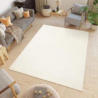 Tapiso Mono Tapis Poils Ras Design Moderne Cr&egrave;me Motif Uni Tapis Salon Chambre Adulte Salle &agrave; Manger Cuisine R&eacute;sistant Doux Fin Oeko-TEX 200 x 300 cm