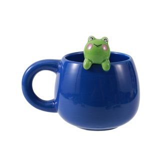 i-Total Keramiktasse mit Tiermotiv aus Keramik am Rand, Tasse f&uuml;r Tee oder Kaffee (FROGGY)