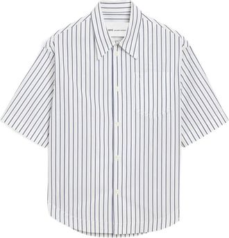 Ami Homme, Chemises, Blanc, Taille: L CH Large MC Embossed ADC Wide Shirt