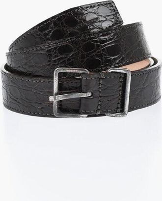 Dsquared2 Crocodile Effect Leather Belt 30mm Gr&ouml;&szlig;e 105