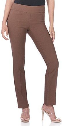 Rekucci Pantalon Femme Ultra Confort, Pantalon de Travail Femme Coupe Droite, Facile à Porter avec Effet Gainant (50, Châtaigne)