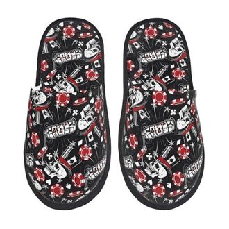 Generic Casino Vintage Skull Femme Homme Pantoufles Chaud Chaussures De Maison Antid&eacute;rapantes Chaussons Pour Maison Ext&eacute;rieur Hiver M