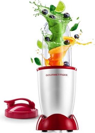 Gourmetmaxx Mixer Mr. Magic 4-tlg. | Smoothie Maker mit 400W Powerbase | inkl. Kreuzklingenaufsatz, 500ml Becher & To Go Deckel | Kompakter Standmixer f&uuml;r Shakes 