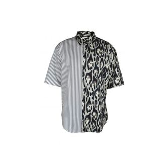 Roberto Cavalli Homme, Chemises, Bleu, Taille: XL Jaguar Print Shirt