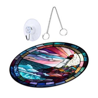 BESPORTBLE Leuchtturm Acryl Wanddekoration Klein Rund zum Aufh&auml;ngen Wetterfeste Garten und Wohnraum Deko Leichtes H&auml;ngeschild f&uuml;r Fenster und T&uuml;r