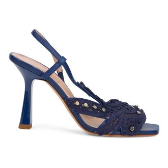 Alberta Ferretti Femme, Chaussures, Bleu, Taille: 36 EU Sandales en satin avec broderies