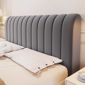 Generic Kopfteilbezug aus Milchwatte, dehnbarer Bettkopfteilschutz, maschinenwaschbar und fleckenabweisend, fleckenbeständig für die Heimdekoration-Dark Gray|