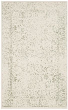 Safavieh Distressed Teppich f&uuml;r Wohnzimmer, Esszimmer, Schlafzimmer - Adirondack Collection, Kurzer Flor, Elfenbein und Salbei, 91 X 152 cm