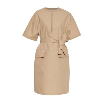 Moncler Femme, Robes, Beige, Taille: 36 FR Robe Midi Beige avec Ceinture