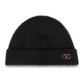 Valentino Garavani VLogo Signature Strick-Kaschmir-M&uuml;tze - - Accessories - Herren - Schwarzk - ONE SIZE