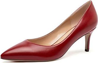 Castamere Femme Bout Pointu Aiguille Talon Moyenne Talon Escarpins 6.5CM Rouge Bourgogne PU Chaussures EU 37