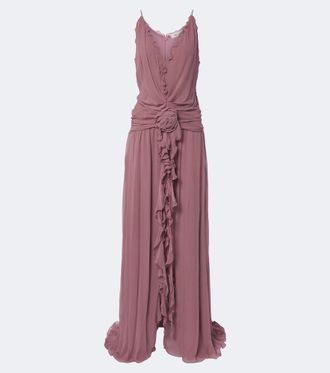 Blumarine Robe longue &agrave; volants et appliqu&eacute;s