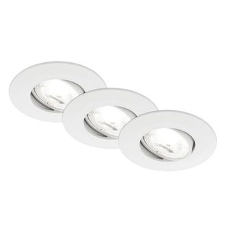 Briloner Lot de 3 spots LED encastrables EEK A 230V orientables, 2W chacun pour 360lm et 50.000h de lumi&egrave;re, lumi&egrave;re blanc neutre, spot LED, plat, 90x24mm (DxH