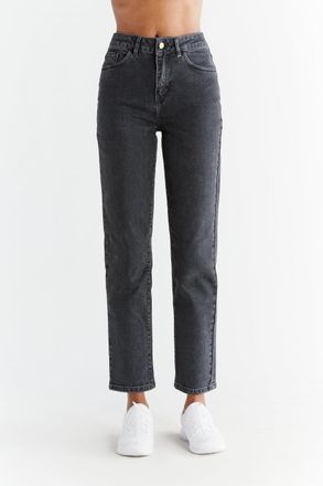 Evermind Damen vegan Jeans Regular Fit Karbongrau
