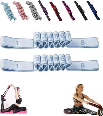 Generic 2PC Fitness-Widerstandsband f&uuml;r Dehn&uuml;bungen und Yoga, verschlei&szlig;fester Fitness-Stretch-Trainingsg&uuml;rtel, 8-teilige elastische Trainingsb&auml;nder f&uuml;r t&auml;gli