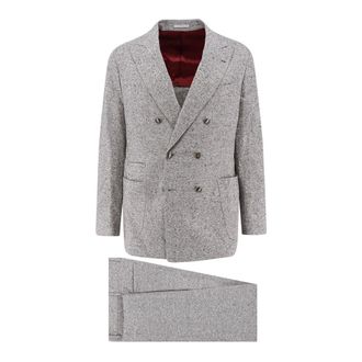 Brunello Cucinelli Homme, Costumes, Gris, Taille: M Costume Crois&eacute; en Laine et Cachemire