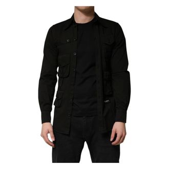 Dolce & Gabbana Homme, Chemises, Noir, Taille: XS Button Front Shirt