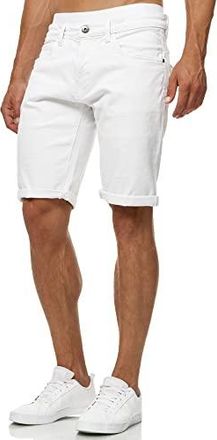 Indicode Hommes Caden Jeans Shorts | Pantalon Court en Jean à 5 Poches Offwhite 3XL
