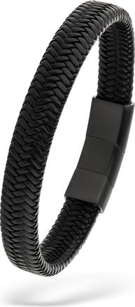 s.Oliver Herren Bracelet - Armband aus Echtleder - IP Schwarz - Verstellbar bis 22 cm - wasserfest & hautfreundlich