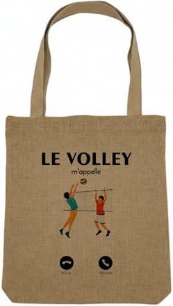 Fabulous Sac Shopping Tote Bag Aspect Lin - Le Volley MAppelle Sport Passion - Sac de Courses Toile Epaisse 360g Beige Naturel Cabas Port&eacute; Epaule Solide Imprim