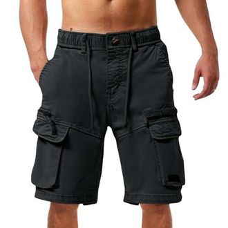 Generic Short cargo l&eacute;ger et d&eacute;contract&eacute; pour homme avec poches zipp&eacute;es - Taille &eacute;lastique - Cordon de serrage uni - L&eacute;ger - Pour la marche, la randonn&eacute;e, Noi