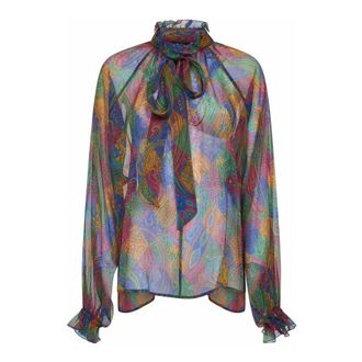 Etro Femme, Blouses et Chemises, Multicolore, Taille: 38 FR Blouse en cr&eacute;pon de soie avec motif cachemire g&eacute;om&eacute;trique