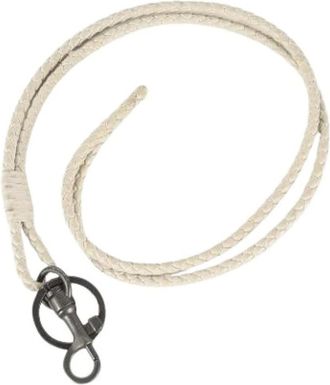 Bottega Veneta unisex, Pre-owned, Blanc, Taille: ONE Size Porte-cl&eacute;s en cuir Pre-owned