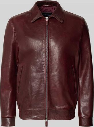 Emporio Armani Regular Fit Jacke in Leder-Optik mit Umlegekragen