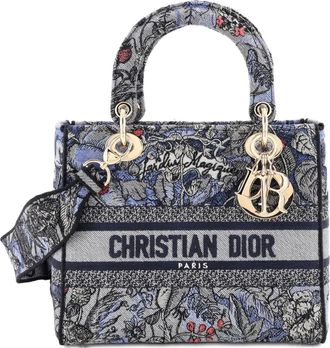 Dior Lady D-Lite Bag Embroidered Canvas Medium satchel - Bleu