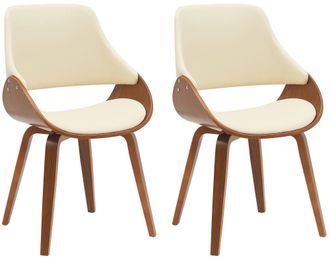 Clp Esszimmerst&uuml;hle 2er Set Vangale, mit Armlehne und R&uuml;ckenlehne, gepolstert f&uuml;r hohen Sitzkomfort, Bugholzgestell, Farbe:walnuss/Creme, Material:Kunstle