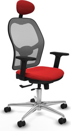 Piqueras y Crespo Roter Schreibtischstuhl Jorquera mit 2D-Armen, h&ouml;henverstellbarer Lendenwirbelst&uuml;tze und festem Kopfteil, ausgestattet mit Syncro/Traslack und injizie