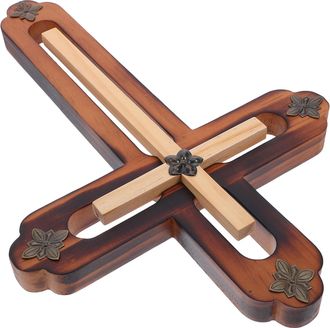 Garneck Rustikales Holzwandkreuz 23X3X34cm Multifunktionales Christliches Tisch und Wandkreuz f&uuml;r Gebetsr&auml;ume Kirchen und Wohnraumdeko