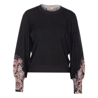 Twinset Femme, Pulls, Noir, Taille: 40 FR Floral Sweater