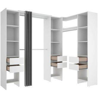 Dmora Gro&szlig;er Kleiderschrank Biaena, Schlafzimmerm&ouml;bel, Schrank, Garderobe, 234x141 h205 cm, Wei&szlig; - Dmora