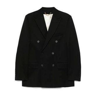 Golden Goose Blazer en laine &agrave; double boutonnage avec message imprim&eacute; - Homme - Vestes - Noir - Taille: L