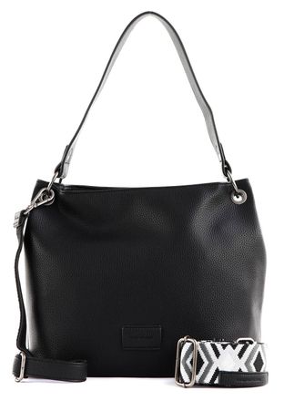 Fredsbruder Leder Schultertasche Umh&auml;ngetasche Lanbe Hobo Bag Black schwarz